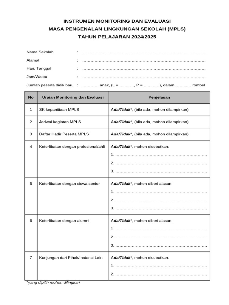 Instrumen Monitoring MPLS 2024 | PDF