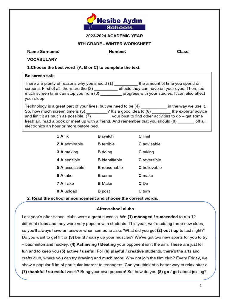 Odev - 8th GR Winter Worksheet | PDF | Vaccination | Smallpox