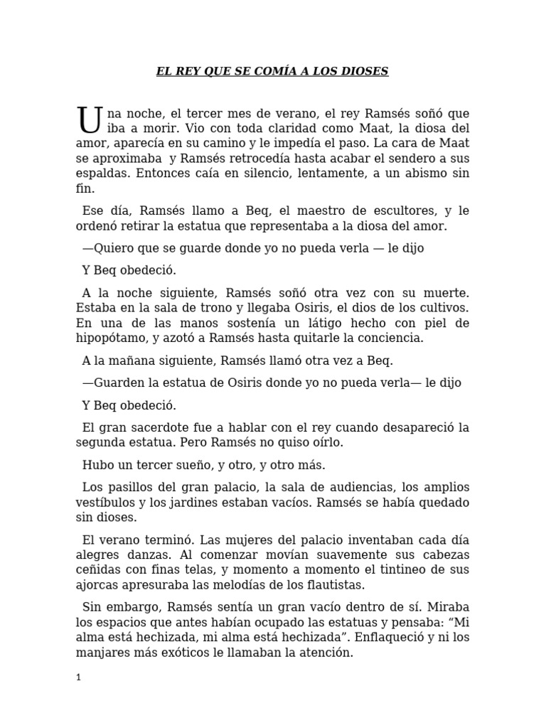 El Rey Que Se Comía A Los Dioses | PDF | Osiris | Mano
