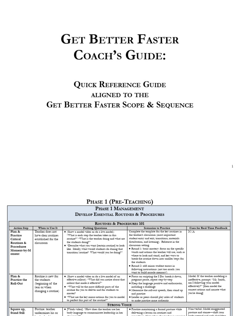 GetBetterFaster Coachs Guide | PDF | Educational Assessment | Nonverbal ...