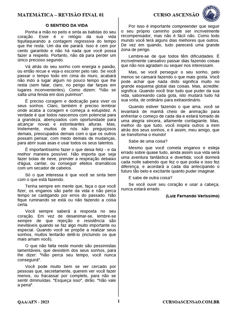Matemática - 2023 Folha Extra 003 - Revisão Final 01 | PDF | Tempo | Vértice (Geometria)
