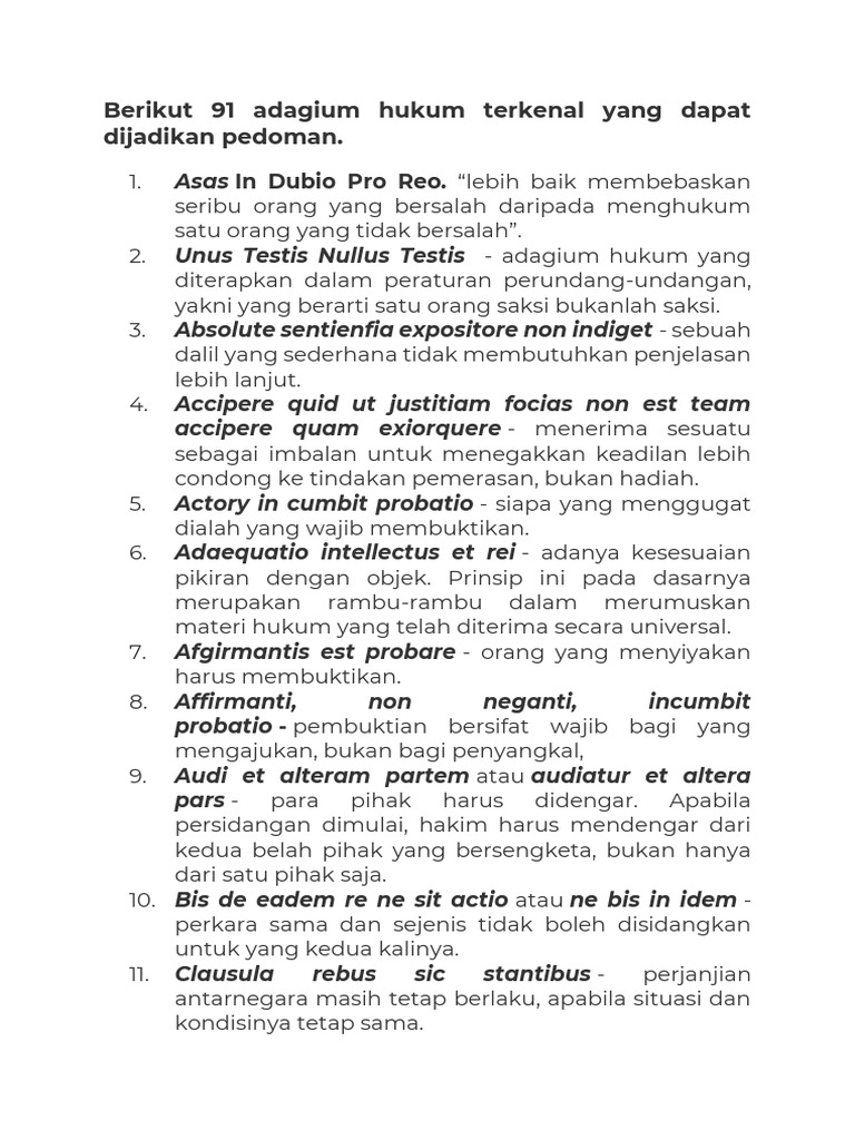 Berikut 91 Adagium Hukum Terkenal Yang Dapat Dijadikan Pedoman | PDF