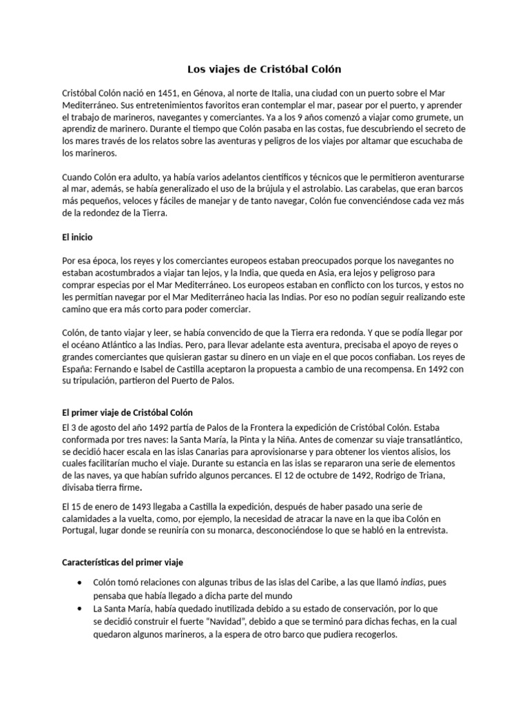 Los Viajes de Cristóbal Colón | PDF | Cristobal colon