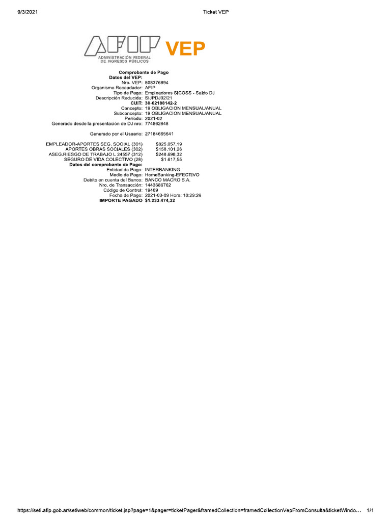 F931 02 2021 Comprobante de Pago | PDF