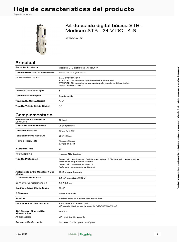 Kit de Salida Digital Modicon STB 24V | PDF | Electromagnetismo ...