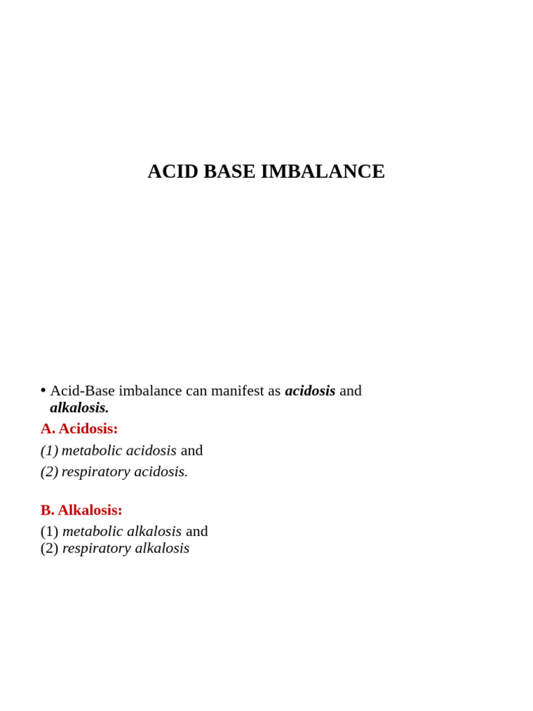 ACID BASE IMBALANCE Edited | PDF | Physiology | Clinical Medicine