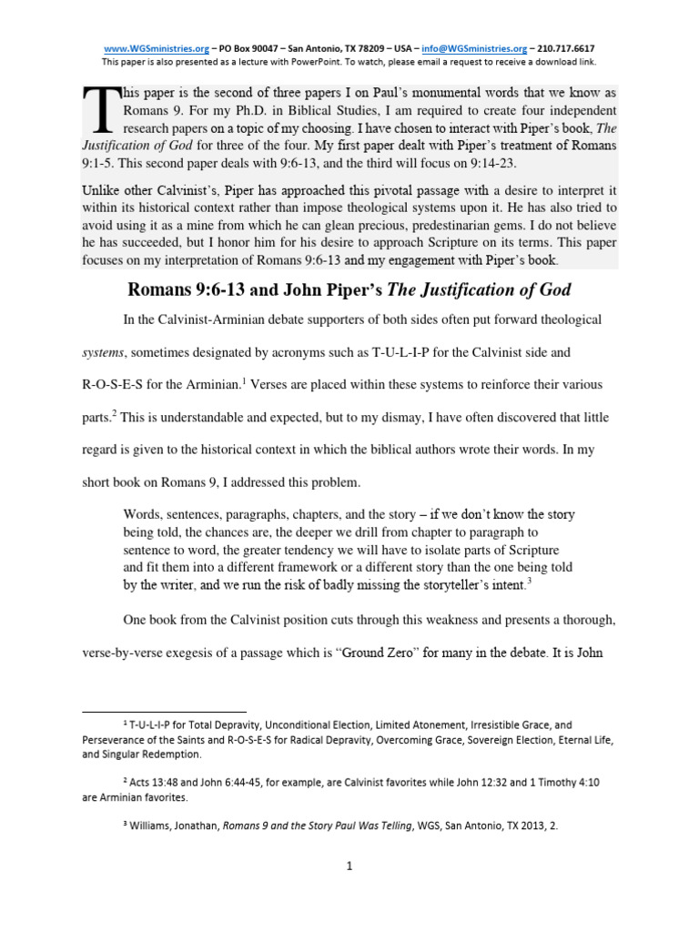 Romans 9 6 13 and John Piper S The Justi | PDF | Isaac | Rebecca