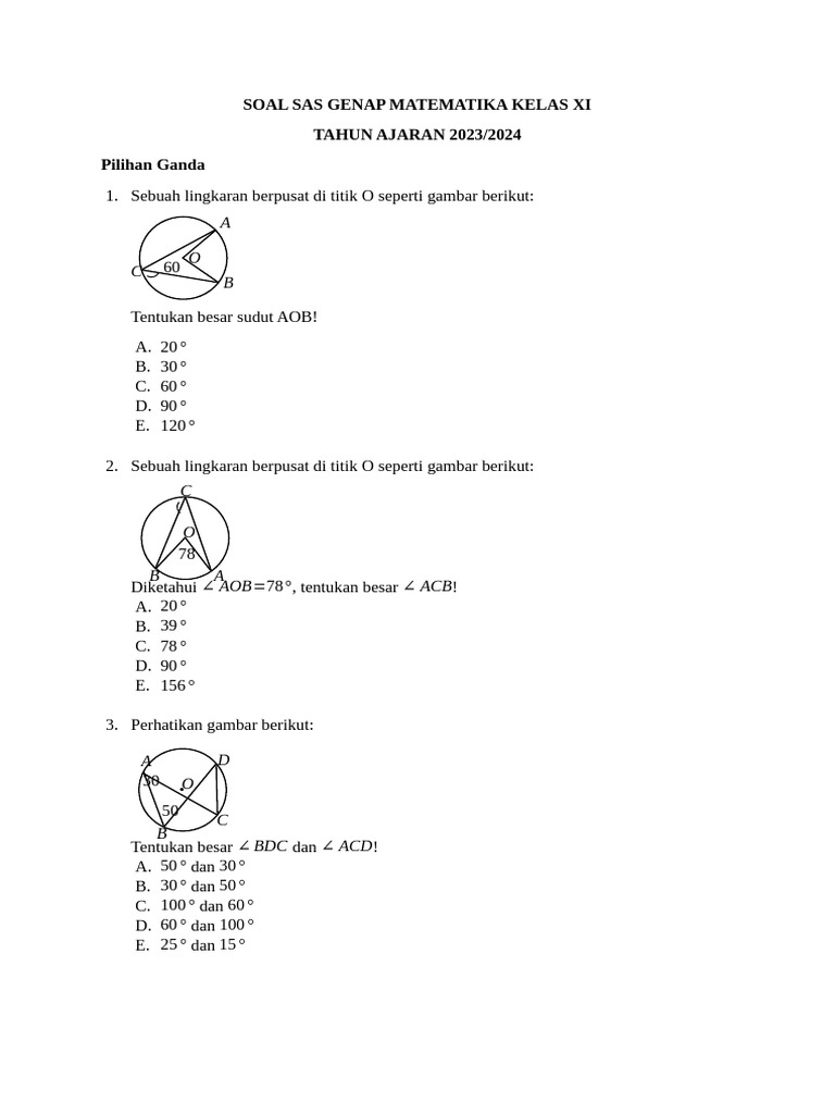 Kisi-kisi SAS Genap Matematika Kelas XI 2023-2024 | PDF
