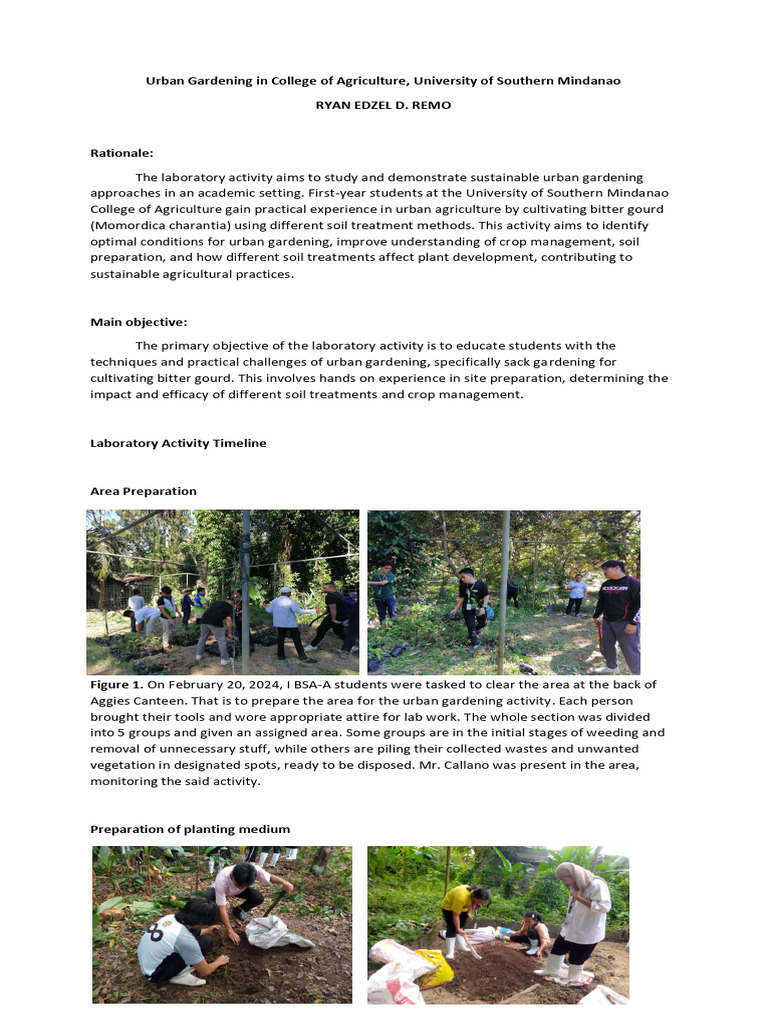 Urban Gardening: Bitter Gourd Study | PDF | Urban Agriculture | Soil