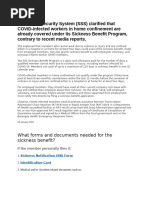 SSS Sickness Benefit Reimbursement Form | PDF | Sick Leave | Employment