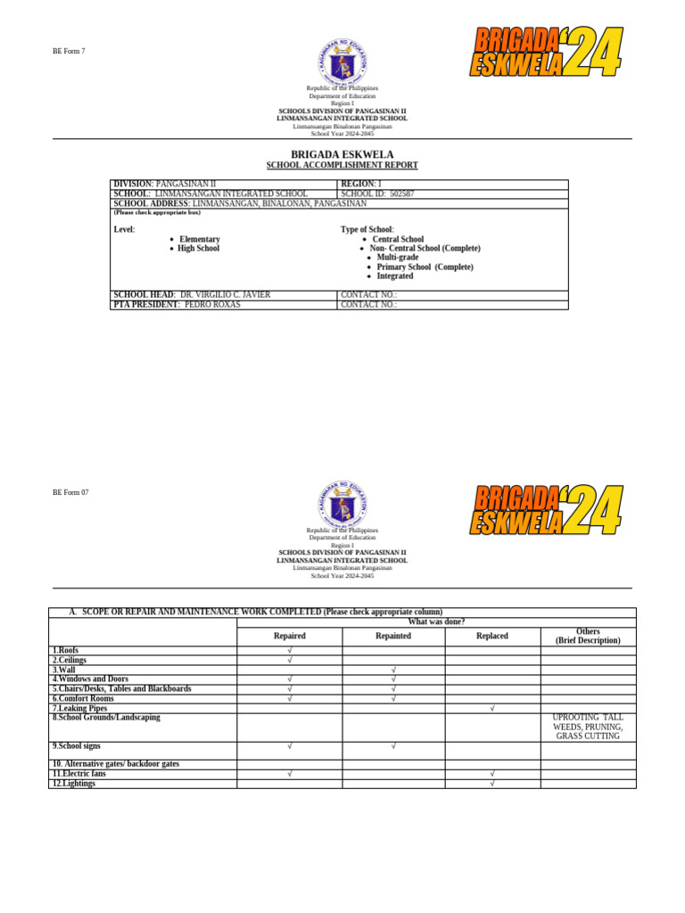 BE Form 7 LIS 2024 | PDF