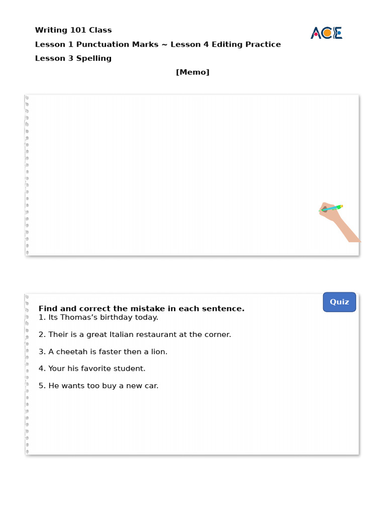 Worksheet - Writing 101 - Spelling | PDF Worksheet - Writing 101 - Spelling | PDF