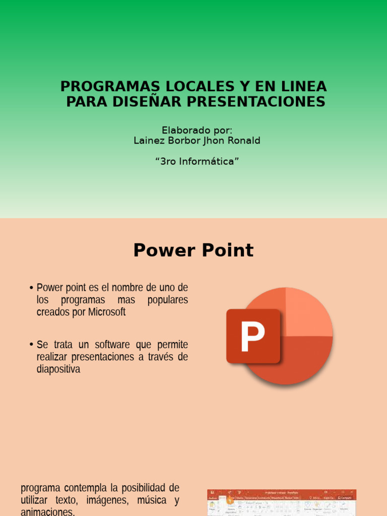 Programas Locales y en Linea para Diseñar Presentaciones | PDF | Microsoft PowerPoint | Informática