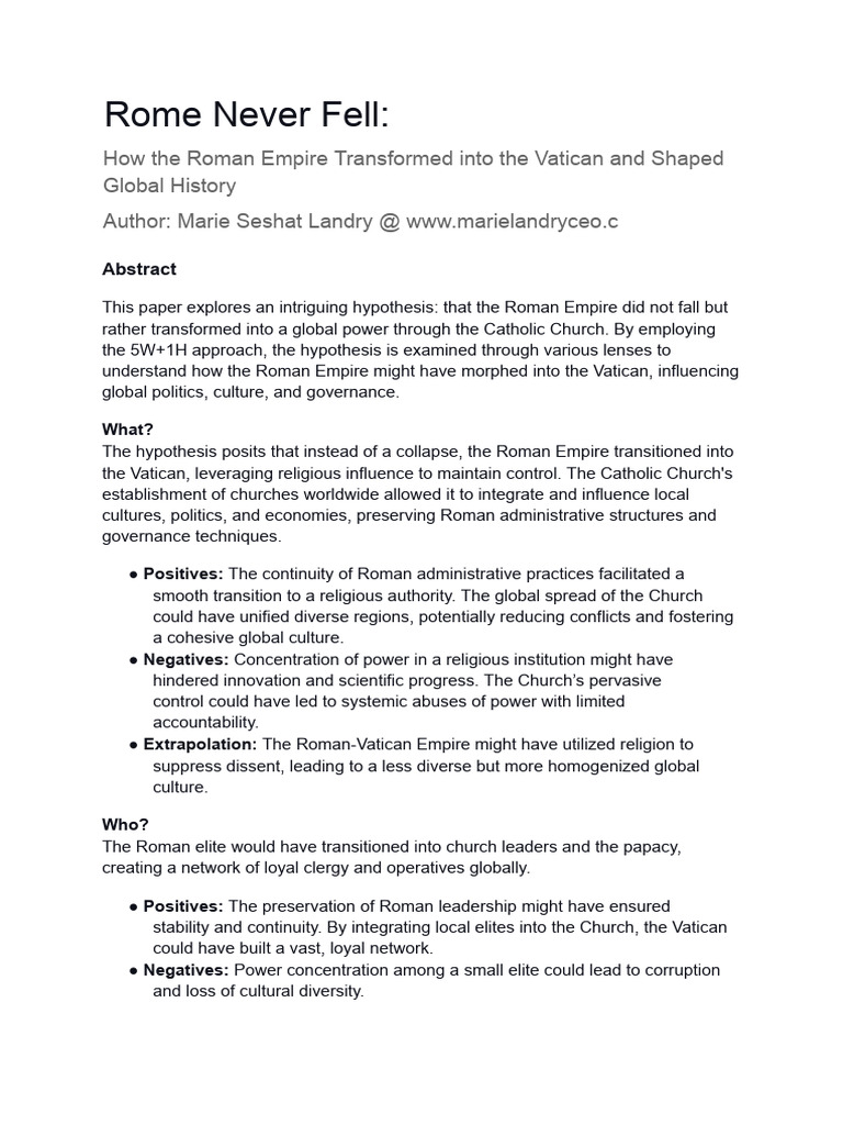 Rome Never Fell: How The Roman Empire Transformed Into The Vatican and ...