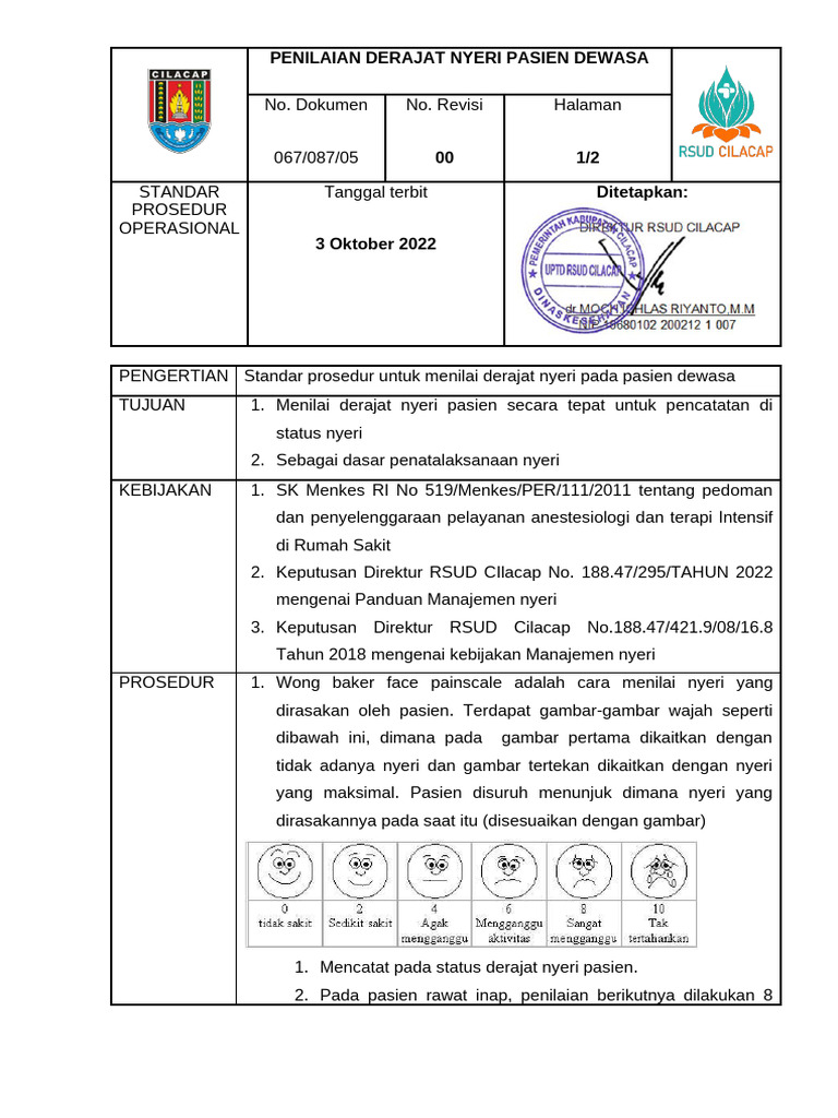 87.spo Penilaian Derajat Nyeri Dewasa Rev | PDF