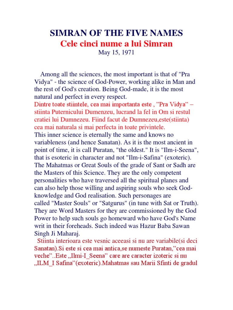 Simran of The Five Names | PDF | Spirituality | Religious Belief And ...