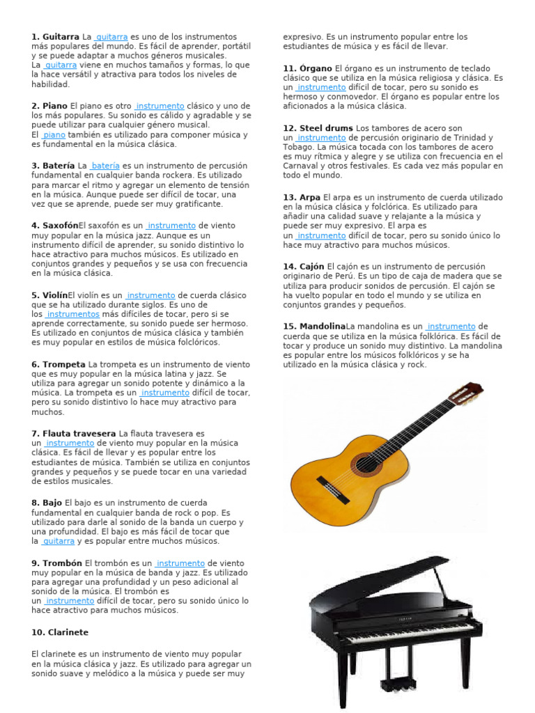 Intrumentos Musicales | PDF | Instrumentos musicales | Instrumentos de ...