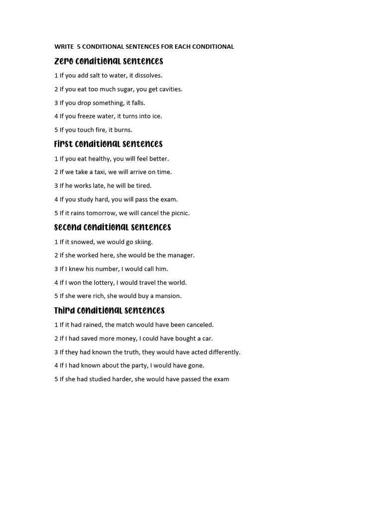 Homework Conditionals | PDF | Cooking, Food & Wine