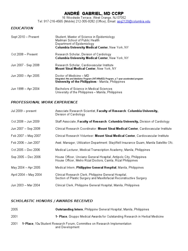 Gabriel_CV_11.29 | PDF | Clinical Trial | Medicine