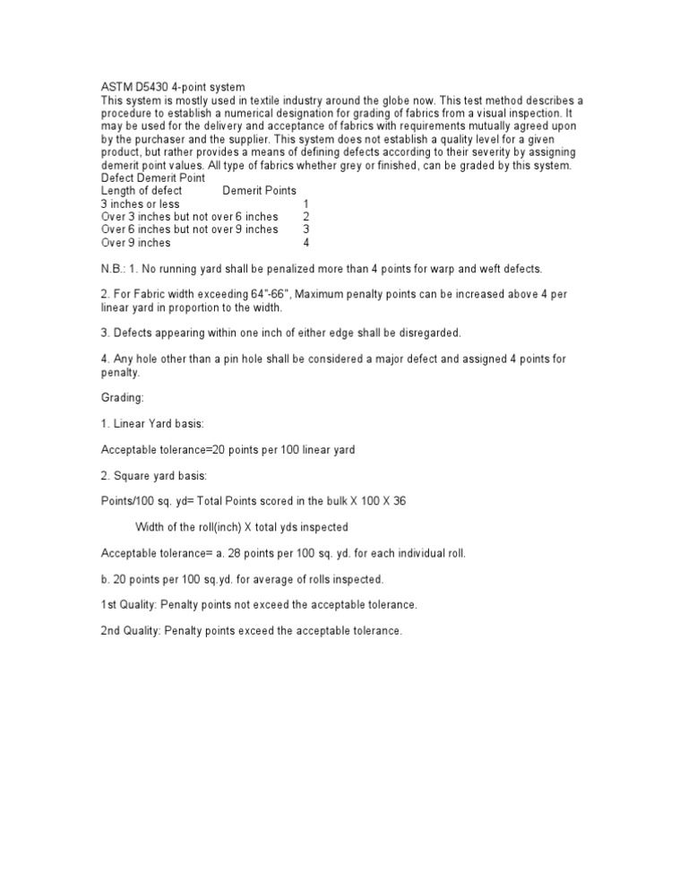 ASTM D5430 4-Point System | PDF