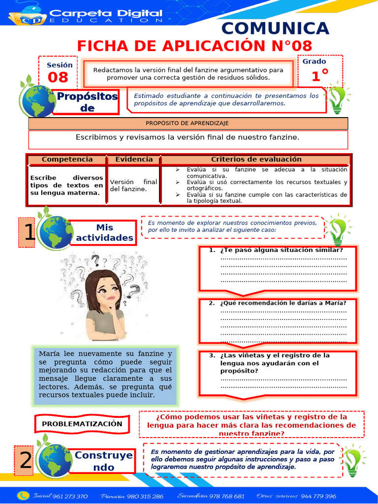1° Ficha de Aplicación-Sesión 8-Sem.4-Exp.6-Com | PDF | Puntuación | Comunicación humana