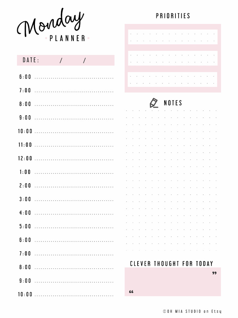 Daily Planner - Monday | PDF | Computers | Technology & Engineering
