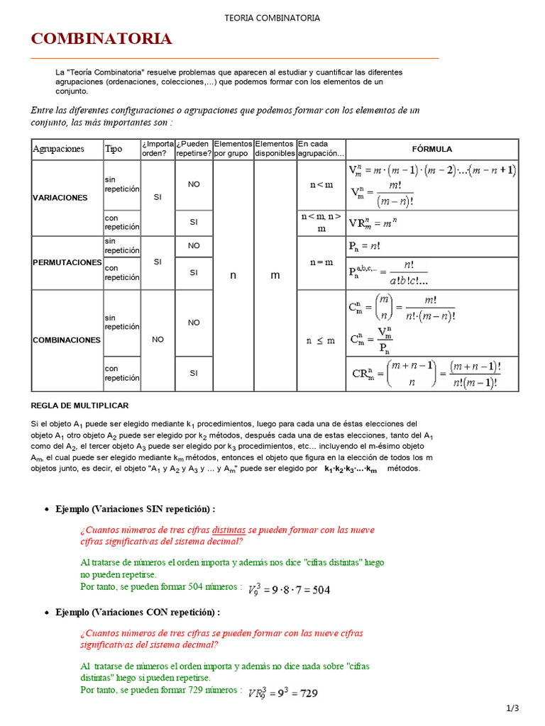 resumen | PDF | Combinatoria | Permutación