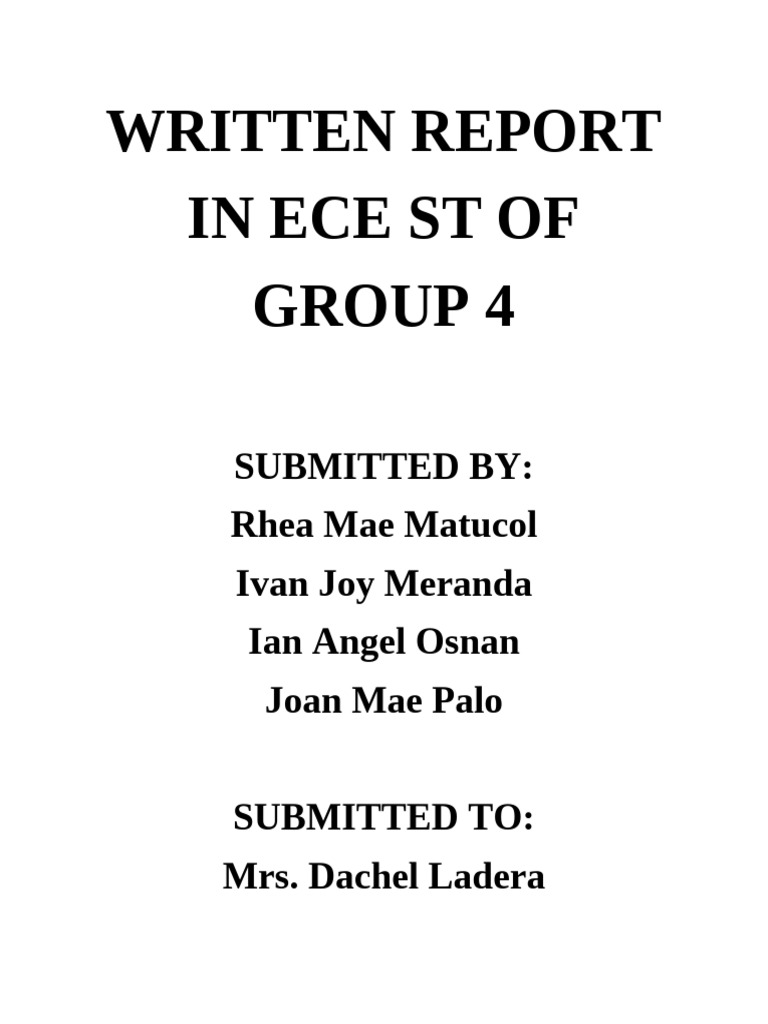 Ece ST - Written Report - Group 4 | PDF | Schema (Psychology) | Knowledge