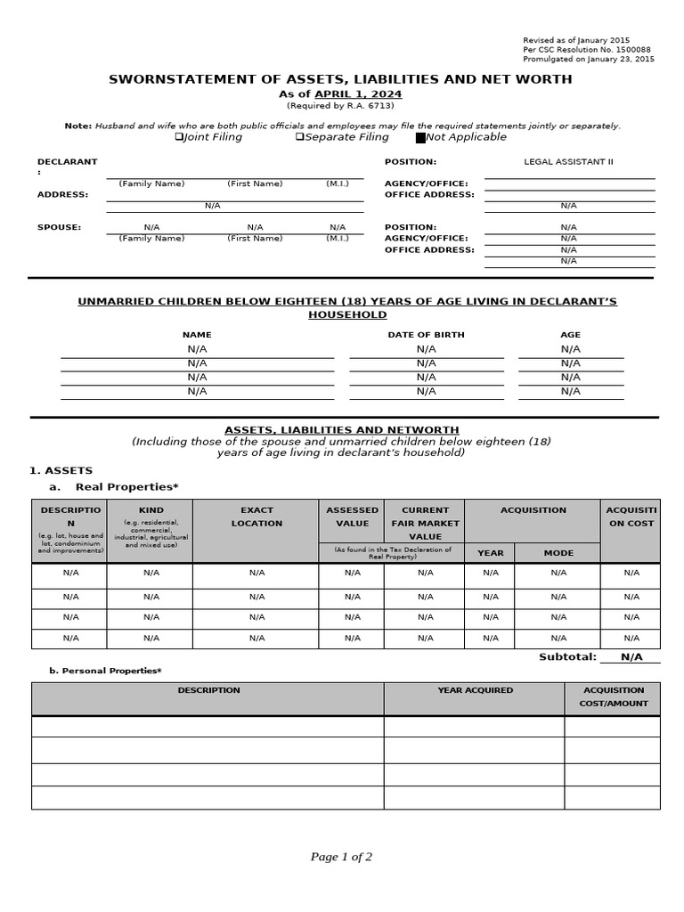 Saln 2023 | PDF | Net Worth | Taxes
