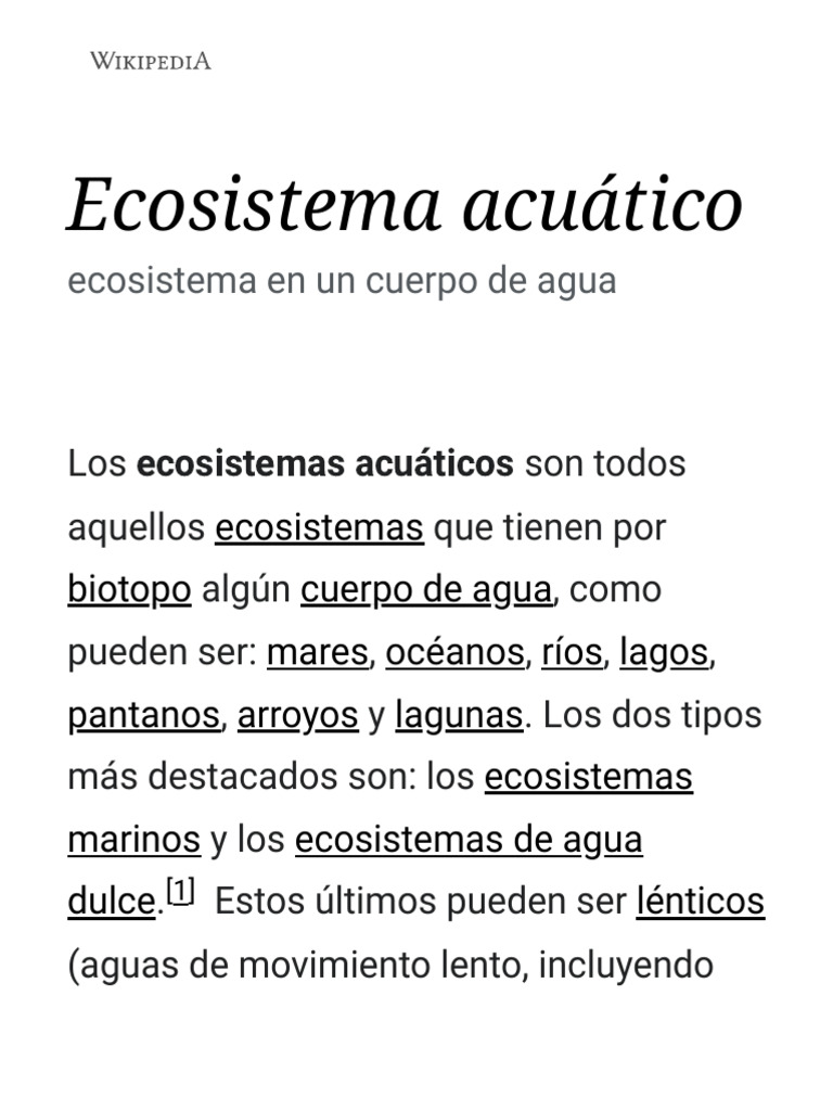 Ecosistema Acuático - Wikipedia, La Enciclopedia Libre (1) | PDF ...