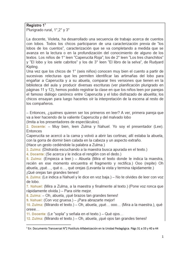 3-Registros Lectura Caperucita DT 2 | PDF | Caperucita Roja | Lobos