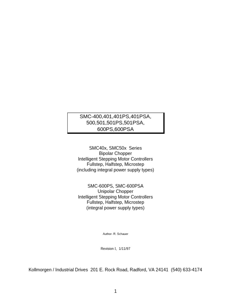 SMC400 500 600 Stepper Drive Programming Manual | PDF | Electric Motor ...
