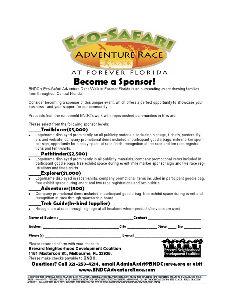 Race Sponsor Form | PDF