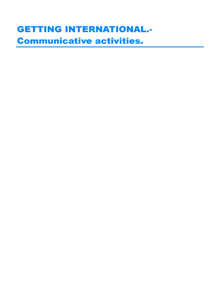 GETTING INTERNATIONAL. - Communicative Activities. | PDF