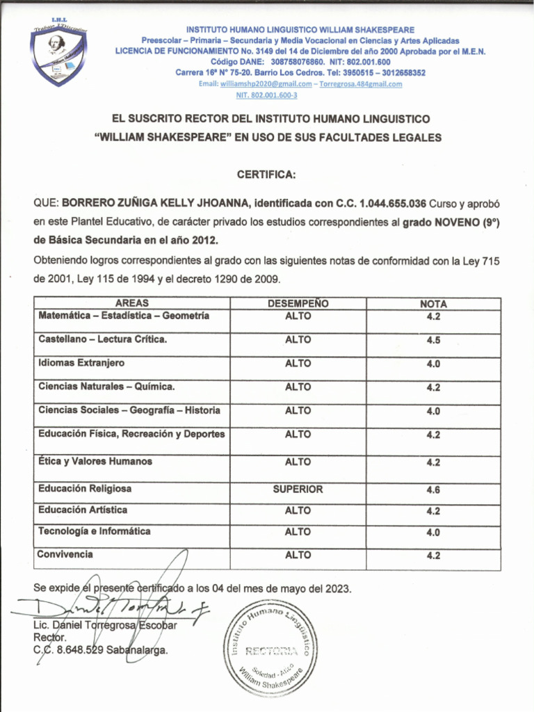 NOVENO GRADO | PDF