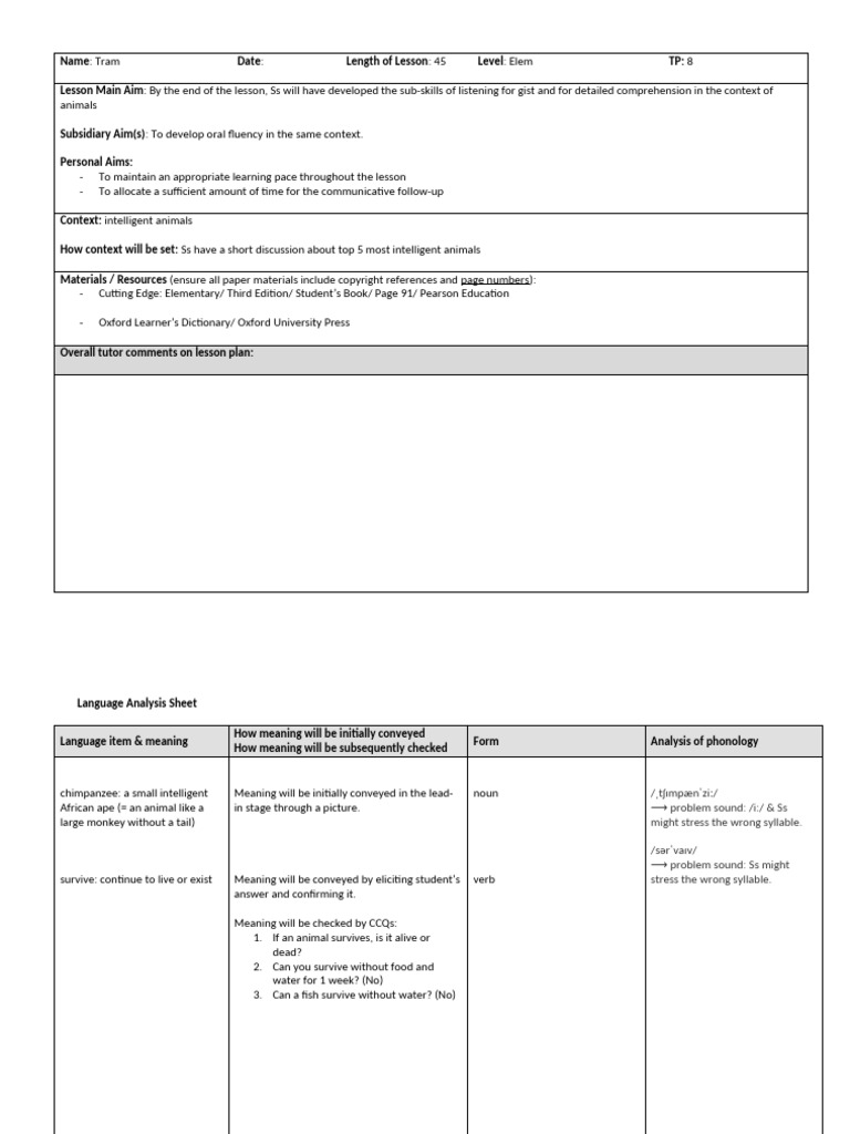 CELTA Teaching Practice 8 - Lesson Plan | PDF | Learning | Stress ...
