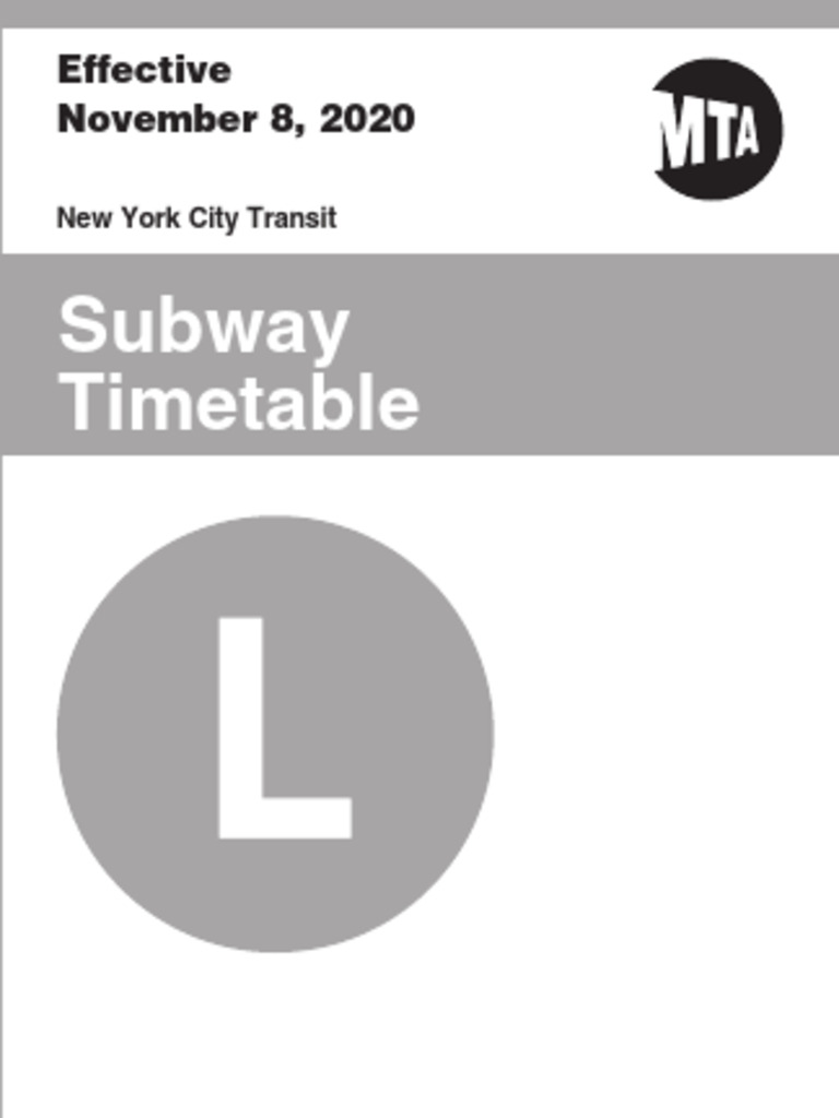 L Train Timetable | PDF | Public Transport | Transport