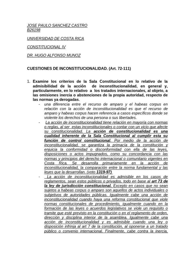 Acción de Inconstitucionalidad en CR | PDF | Caso de ley | Constitución