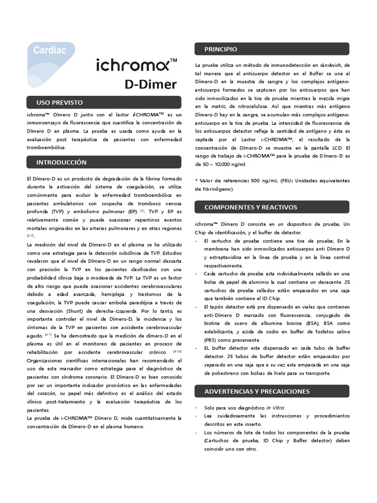 Inserto Dimero D | PDF | Sangre | Medicina CLINICA