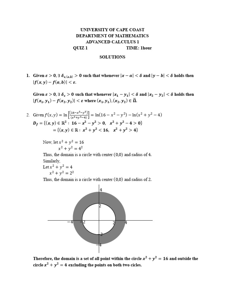 Advanced Calculus 1 Quiz 1 Solutions | PDF | Mathematics | Mathematical ...