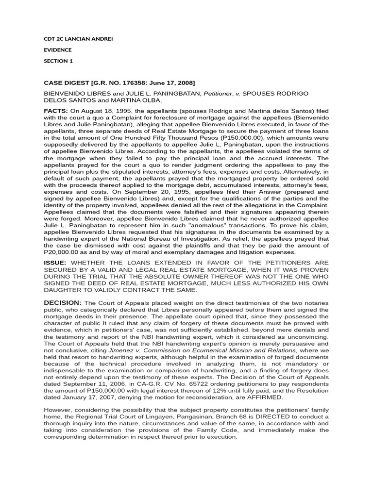 CDT 2c Lancian Andre1 Evidence | PDF | Mortgages | Foreclosure