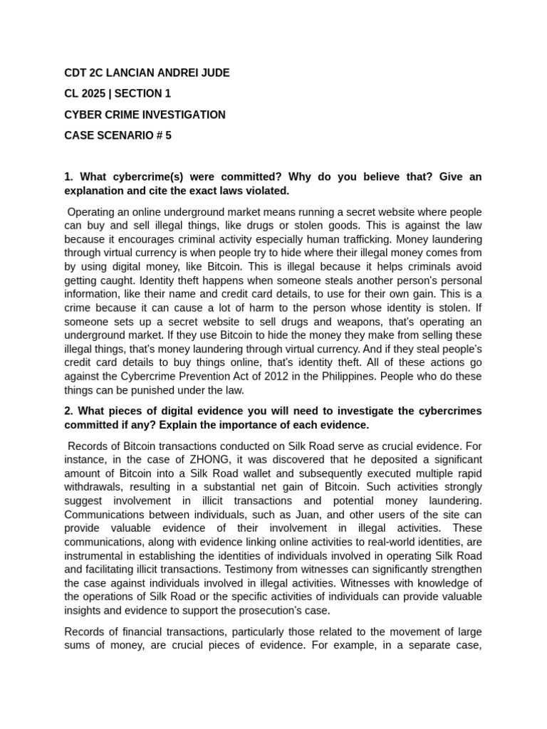 2c Lancian Case Scenario 5 | PDF | Cybercrime | Money Laundering