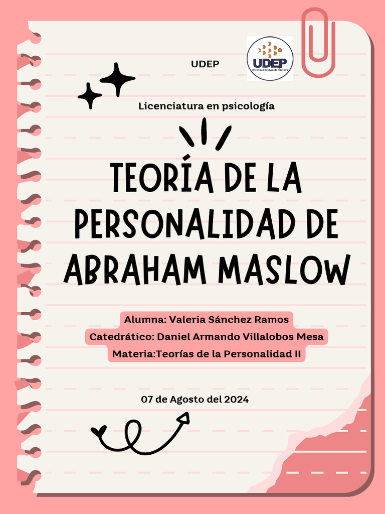 Teoría de Abraham Maslow | PDF | Conceptos psicologicos | Psicología Social