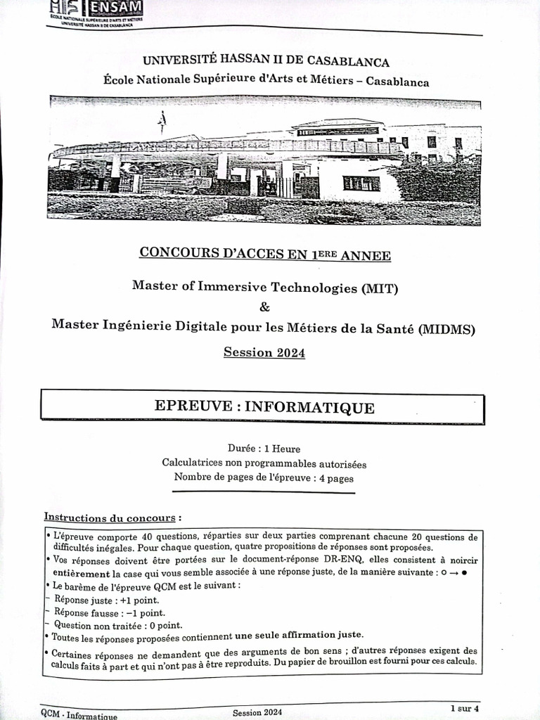 Concour Master TI 2024 (Preuve Informatique) | PDF