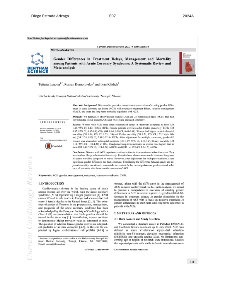 Artículo 1 Diego Estrada Arizaga E07 | PDF | Enfermedades y trastornos humanos | Causas de la muerte