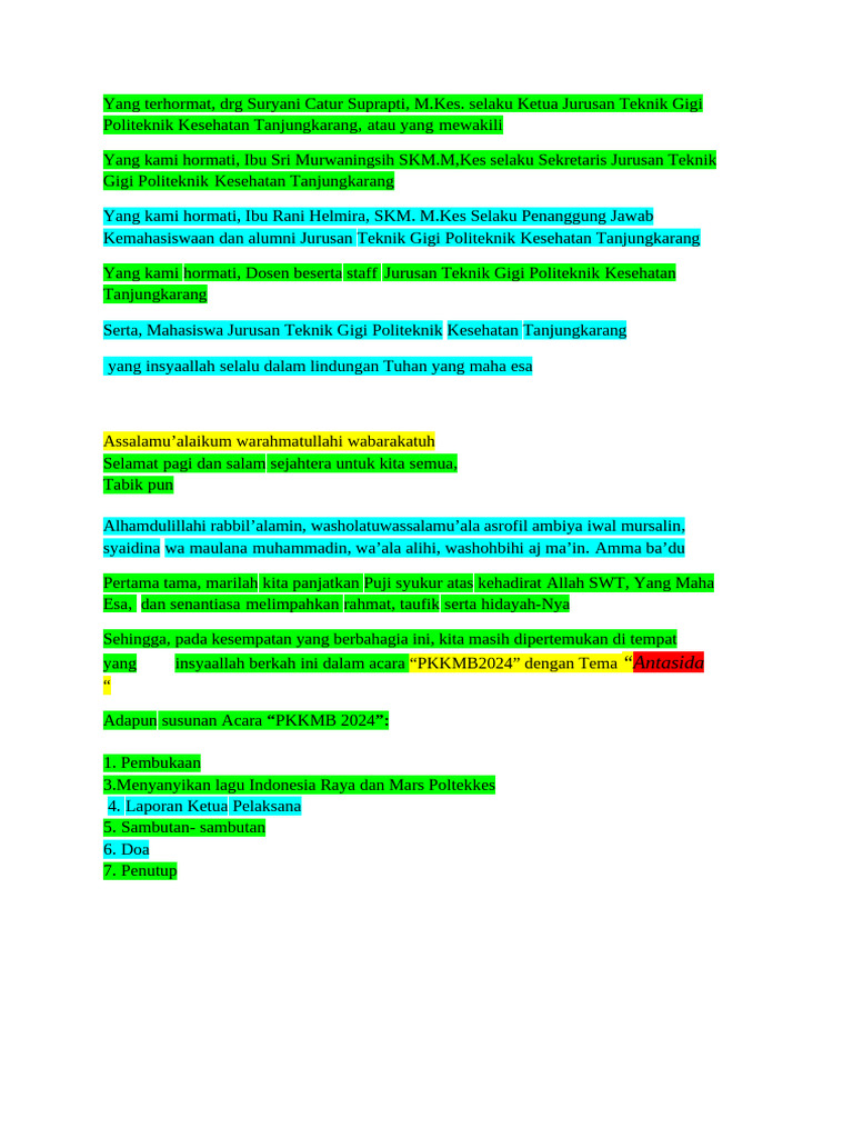 Teks MC PKKMB 24' | PDF | Kajian Bahasa Asing | Sains & Matematika