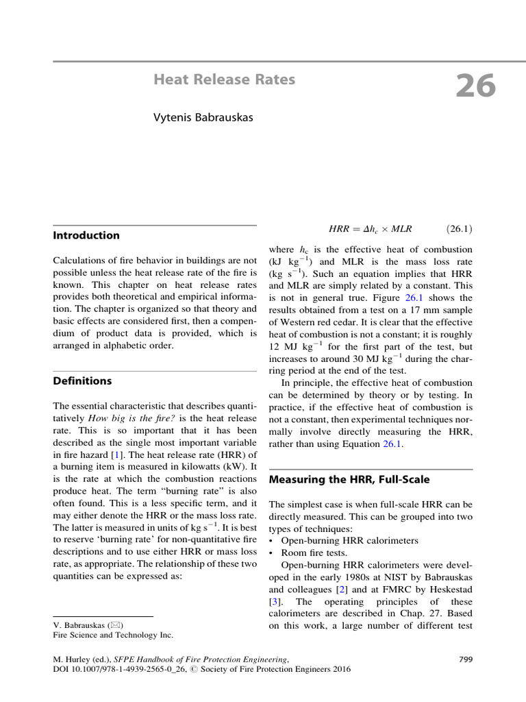 26 - Heat Release Rates | PDF | Combustion | Fires