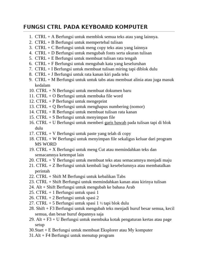 FUNGSI CTRL PADA KEYBOARD KOMPUTER | PDF