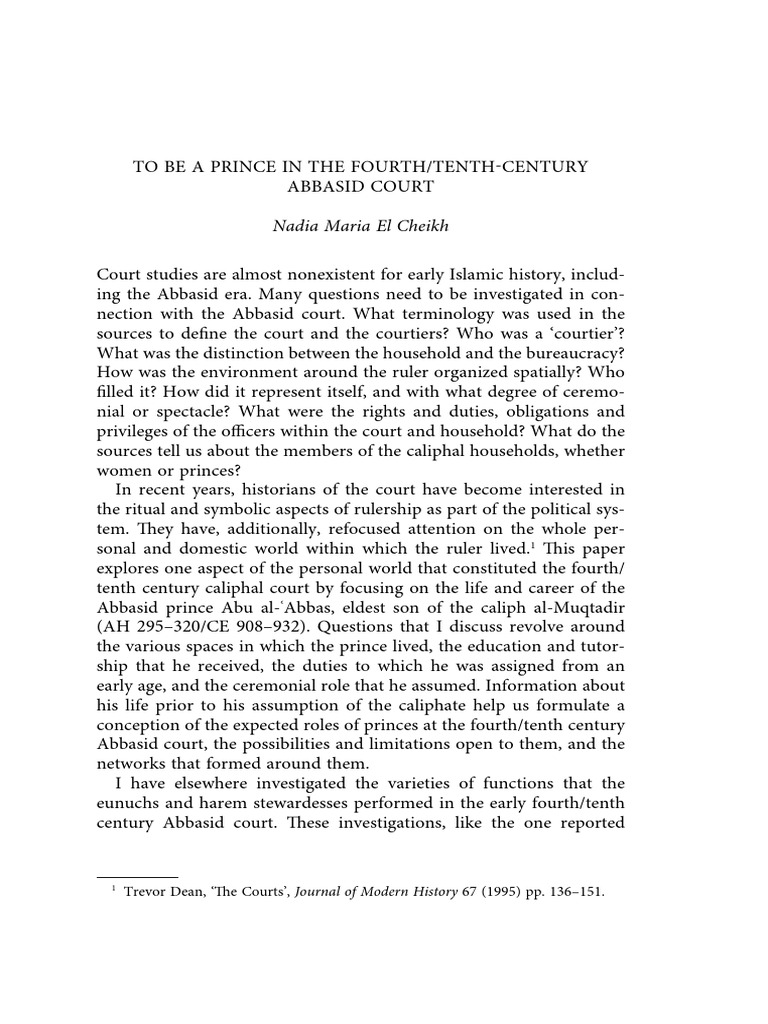 ElCheikh, Nadia - To Be A Prince in The Fourth-Tenth Century Abbasid ...