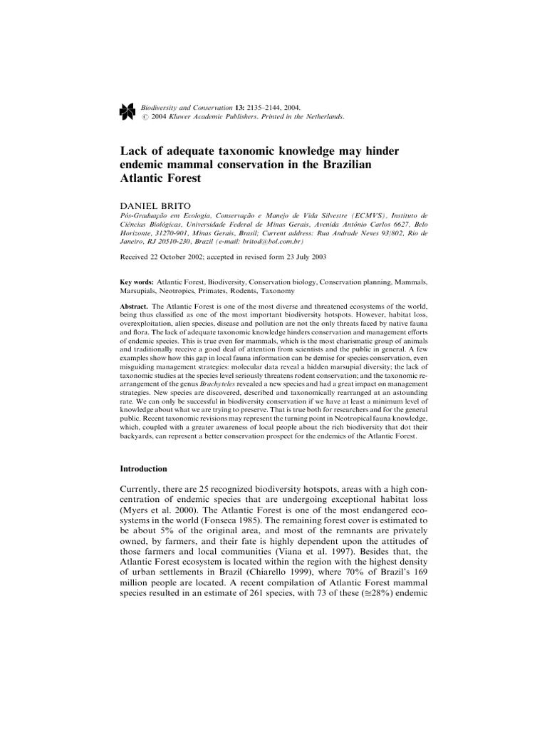 BRITO2004Biodiversity&Conservation | PDF | Conservation Biology ... BRITO2004Biodiversity&Conservation | PDF | Conservation Biology ...